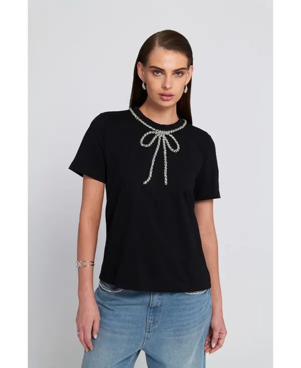 ELLE COLLECTION Embellished Bow Tee