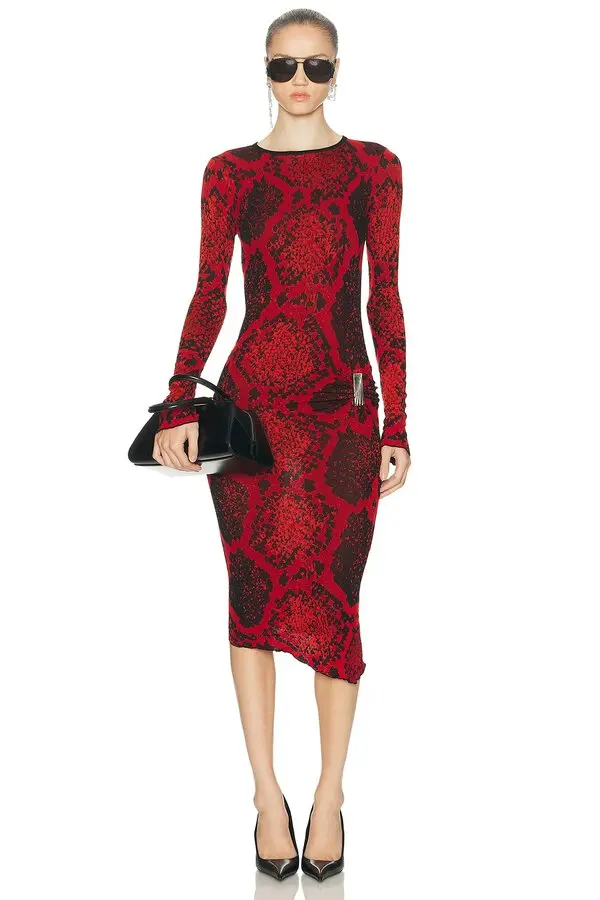 Attico Python Knit Midi Dress