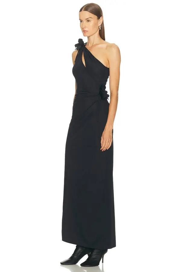 Coperni Asymmetric Flower Gown - Black