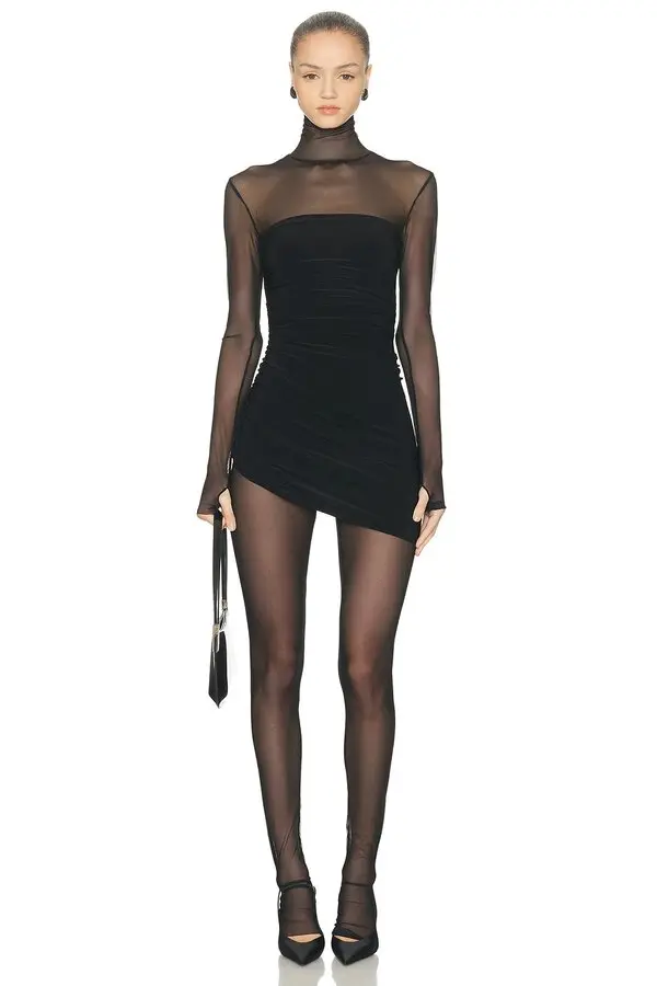 Norma Kamali Long Sleeve Strapless Diana Pickleball Dress