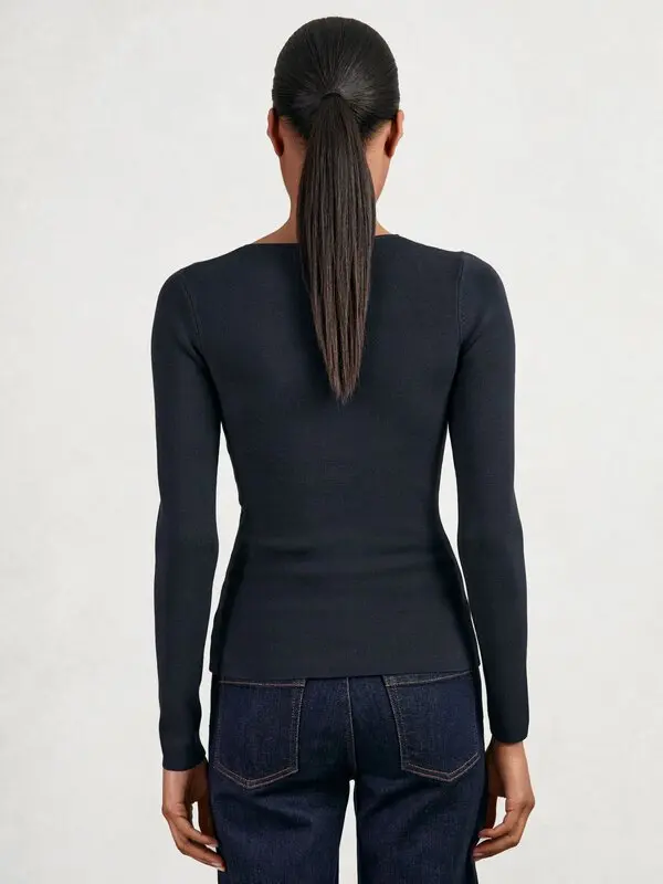 REISS Tilly Keyhole Knit Top With Chain Detail