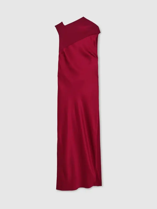 REISS Alula Petite Satin Draped Open-back Dress - Red