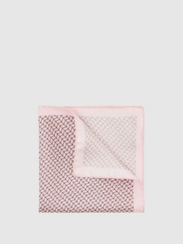 REISS Ottavio Geo Chain Detail Pocket Square - Soft Pink