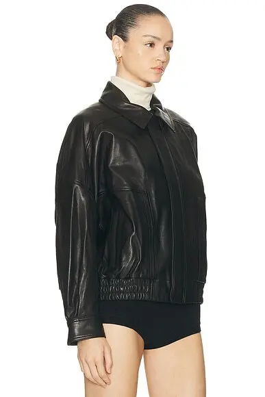 Nour Hammour Dalma Relaxed Leather Jacket - Black