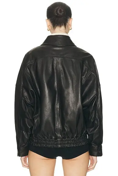 Nour Hammour Dalma Relaxed Leather Jacket - Black