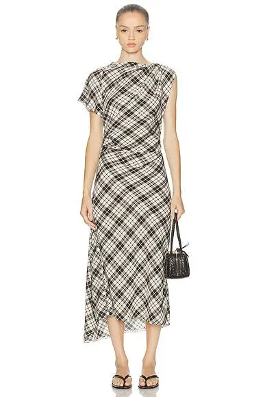 Proenza Schouler Hallie Asymmetrical Dress - Bark Multi