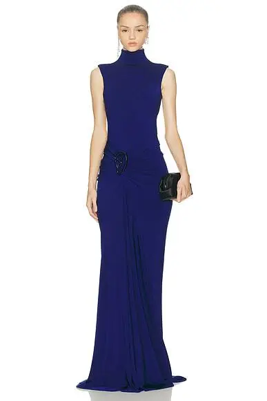 Silvia Tcherassi Sleek High Neck Maxi Dress With Back Cut-out
