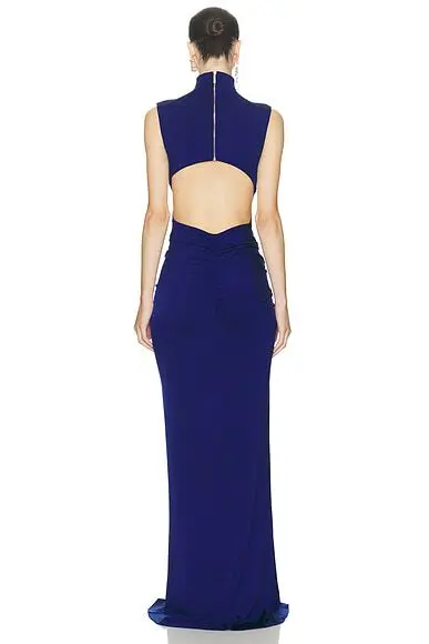 Silvia Tcherassi Sleek High Neck Maxi Dress With Back Cut-out