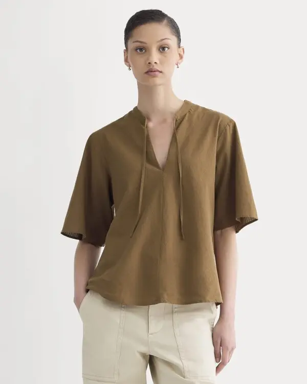 Everlane Gauze Tie-front Shirt - Toffee