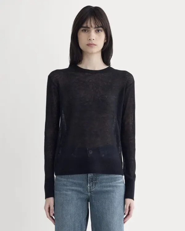Everlane Relaxed Fit Crew Neck Top - Black