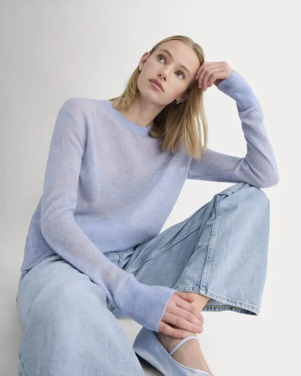 Everlane Air Alpaca™ Relaxed Crew Neck Sweater Top - Soft Blue
