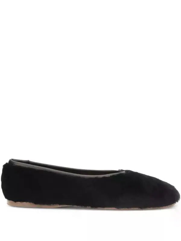 FORTE_FORTE Sheepskin Ballerina Flats - Black
