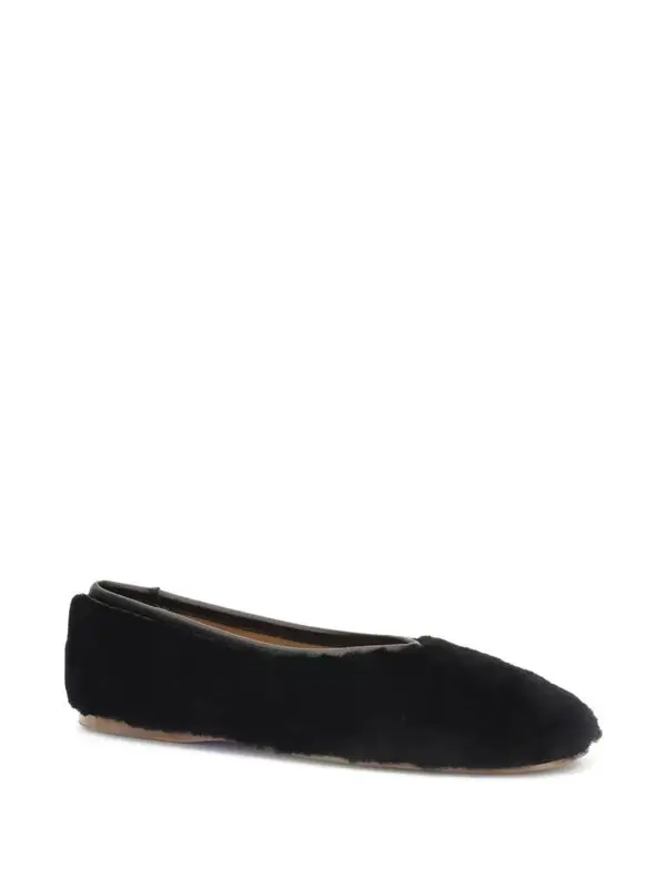 FORTE_FORTE Sheepskin Ballerina Flats - Black