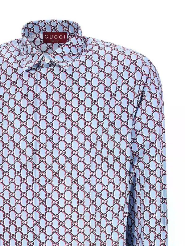 gucci monogram dress shirt Gucci Monogram Silk Shirt - Violet | 837168Z7ATQ