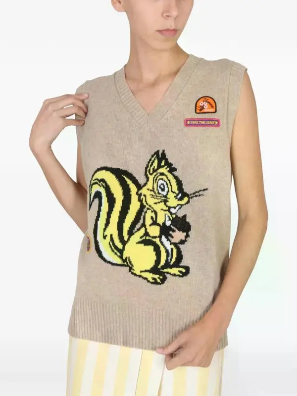 CORMIO Squirrel-print Knit Vest