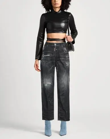 Dsquared2 Straight-leg Jeans With Leather Trim - Grey