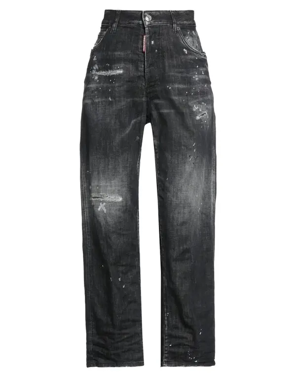 Dsquared2 Straight-leg Jeans With Leather Trim - Grey