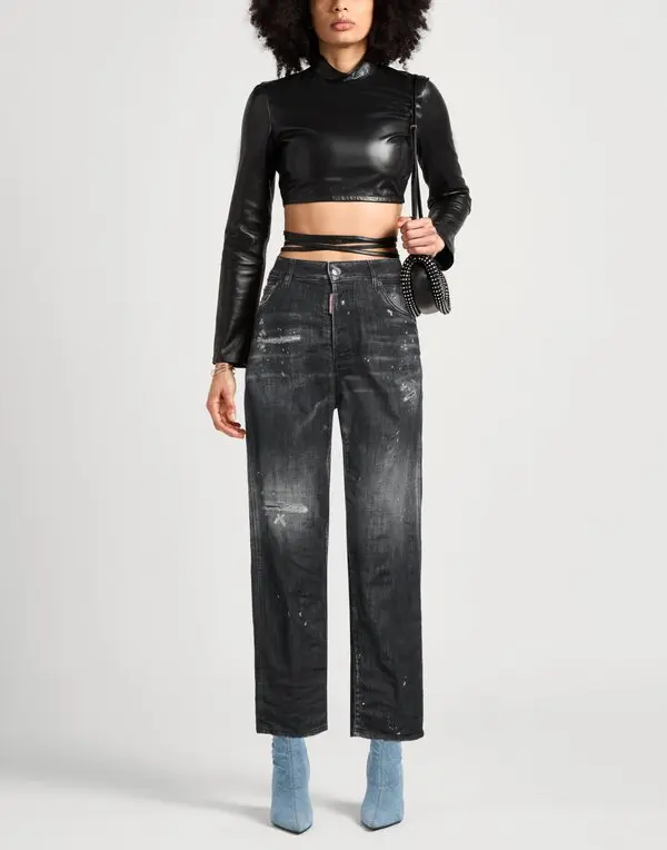 Dsquared2 Straight-leg Jeans With Leather Trim - Grey