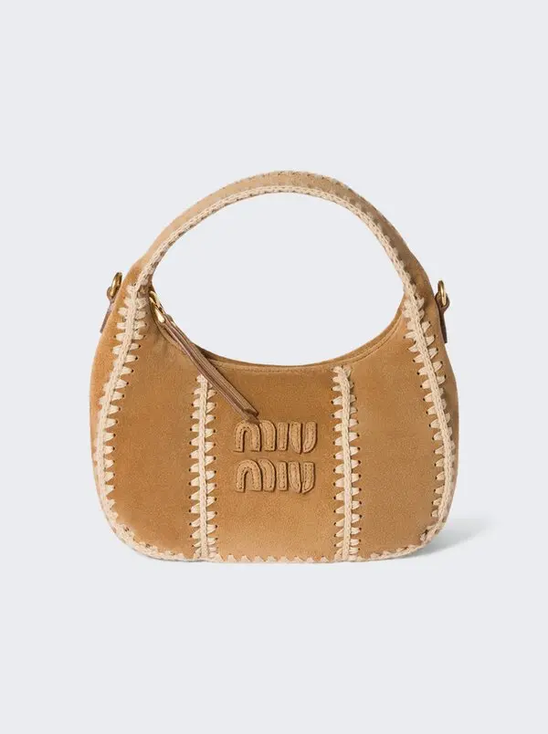 Miu Miu Suede And Crochet Shoulder Bag