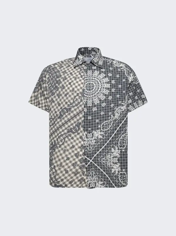 Rhude Split Gingham Bandana Button Up Shirt And White - Black