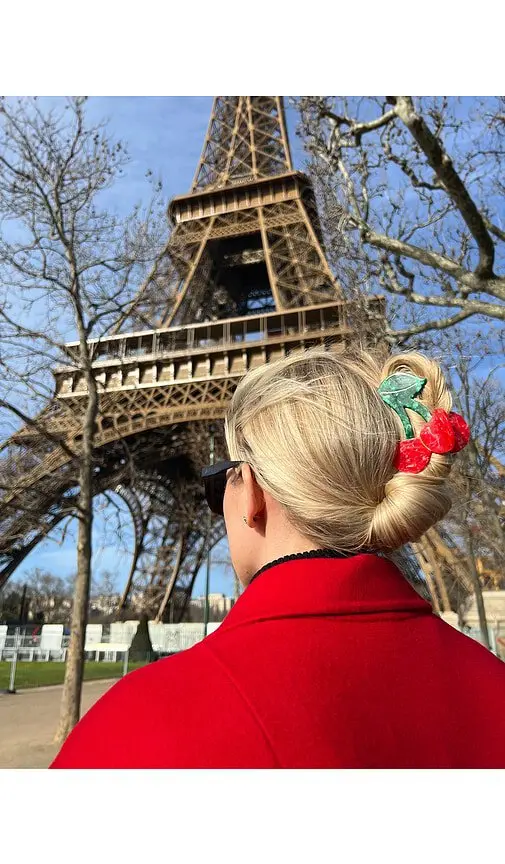 SOLAR ECLIPSE Hand-painted Cherry Fruit Claw Hair Clip