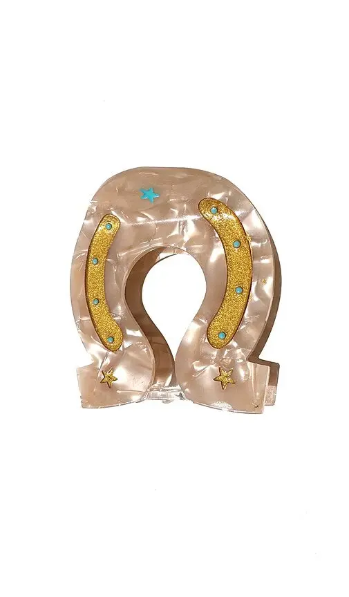 SOLAR ECLIPSE Hand-painted Lucky Horseshoe Hair Clip - N,a