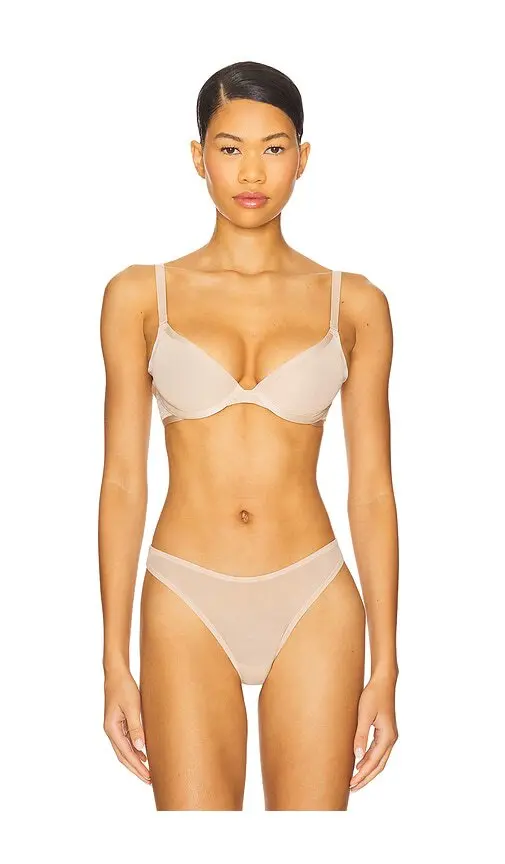 CUUP Plunge Mesh Bra In Nude - Sand