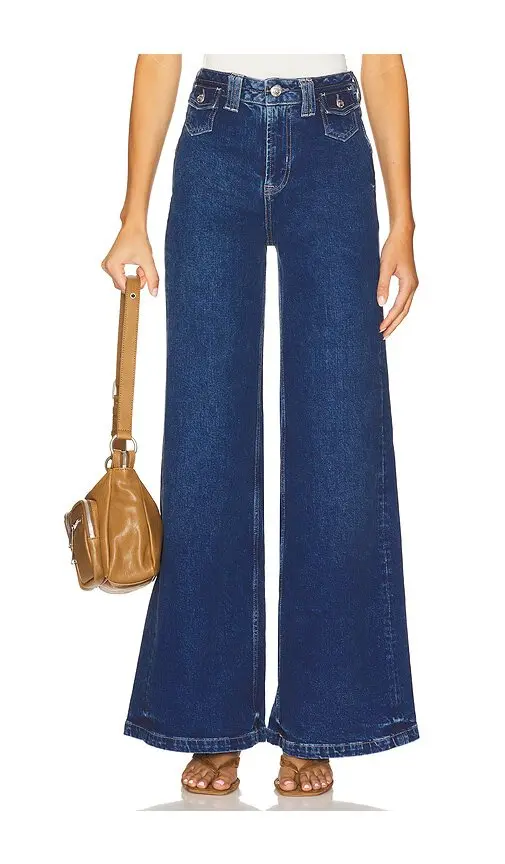 Free People X We The Free Kellee High Rise Palazzo Wide Leg Jeans - Blue Night