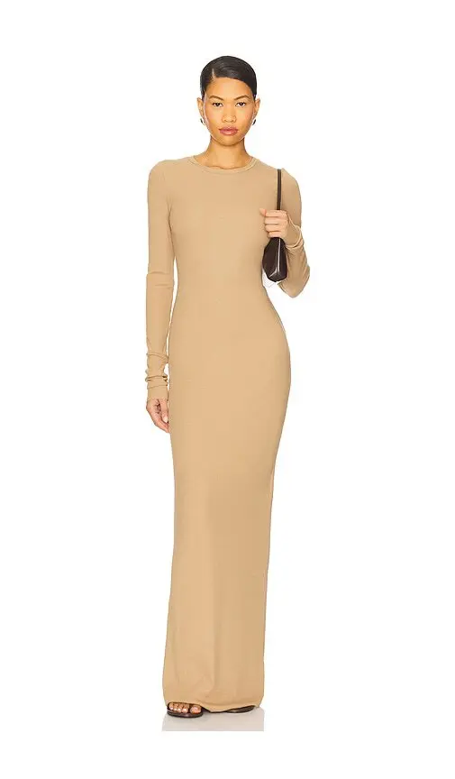 knee length dresses for ladies Long Sleeve Turtleneck Maxi Dress | Butter Rib main image 0
