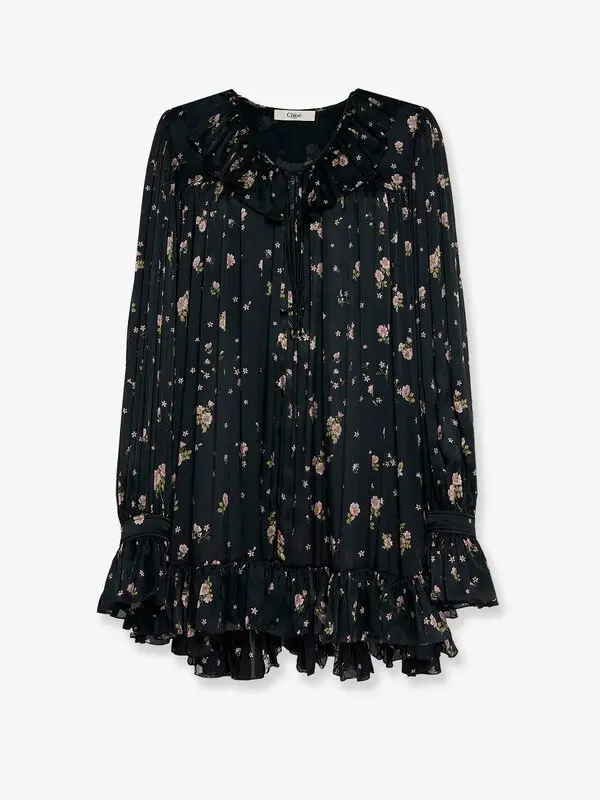 Chloé Silk Short Dress - Black