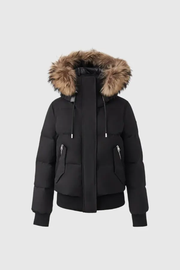 Mackage Nefi-f Down Bomber Jacket With Fur Trim - Black