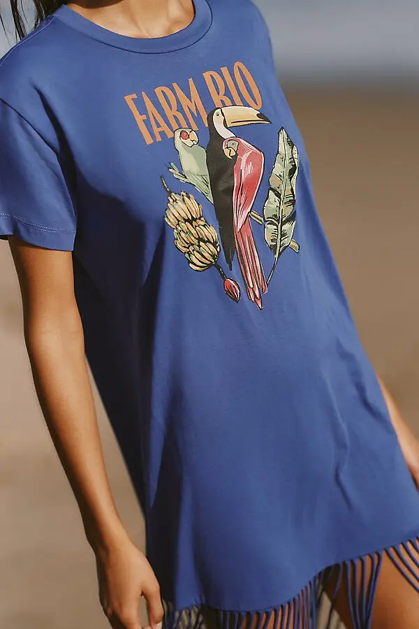 farm rio t shirt dress Tropical Forest Off-White T-Shirt  FARM Rio Anthurium Garden Blue