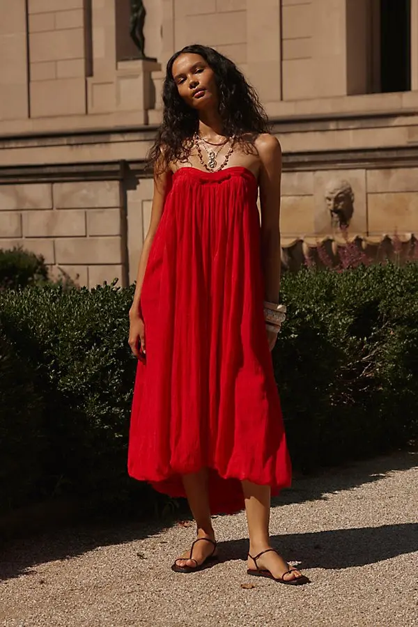 Free People Genevieve Midi Dress - Poppy Red
