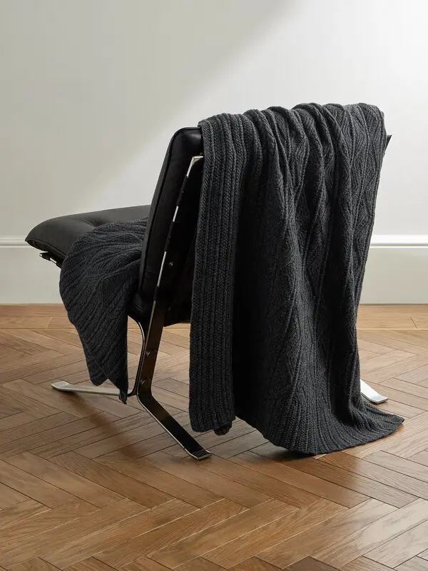 Inis Meáin Aran Textured-knit Cashmere Blanket - Gray