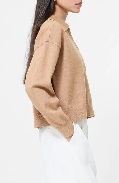 French Connection Sloane Johnny Collar Pullover - Camel Melange