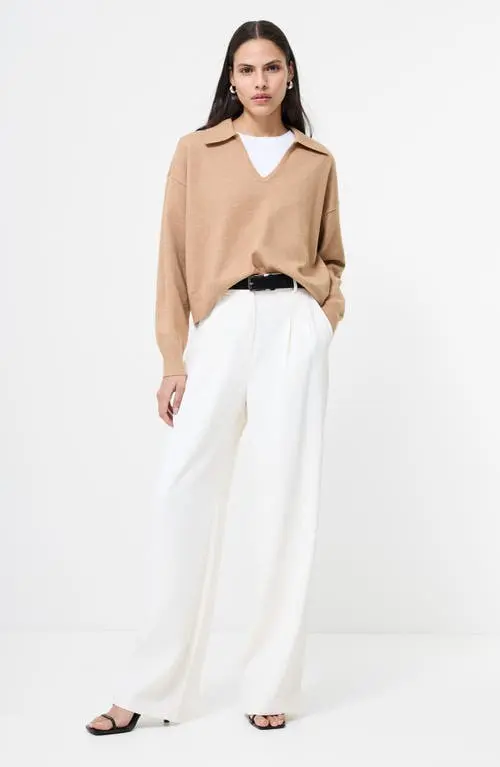 French Connection Sloane Johnny Collar Pullover - Camel Melange