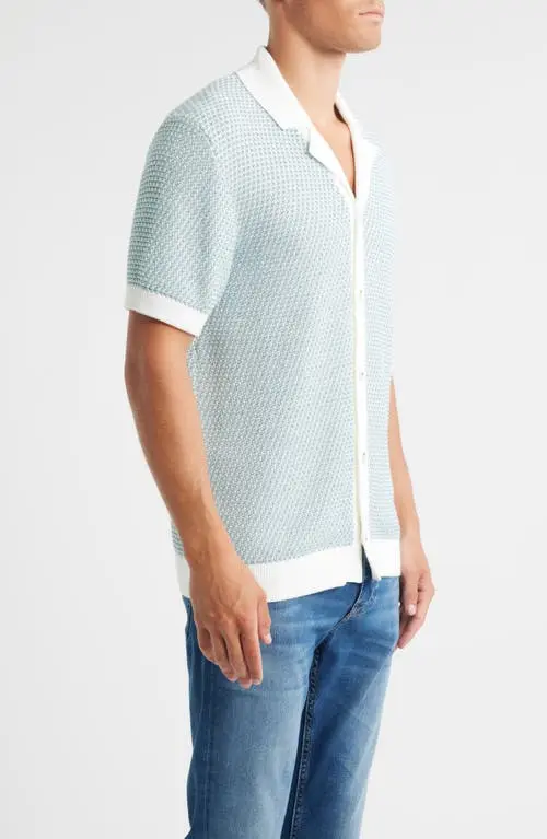BOSS Iconico Texture Knit Camp Shirt - Light/pastel Blue