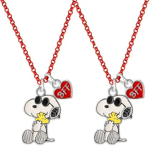 PEANUTS Snoopy And Woodstock Bff Necklace Set - White, Red