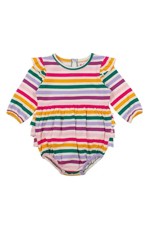 RUFFLEBUTTS Striped Bodysuit With Ruffle Detail