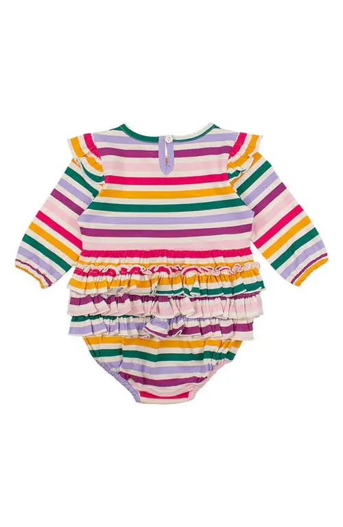 RUFFLEBUTTS Striped Bodysuit With Ruffle Detail