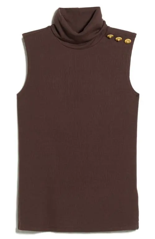 L'AGENCE Ceci Sleeveless Turtleneck Sweater - Dark Java/gold