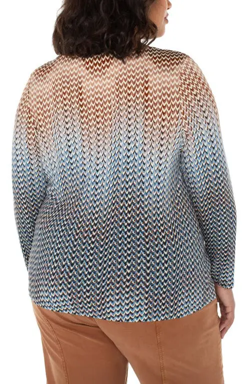 LIVERPOOL Abstract Print Boat Neck Long Sleeve Top