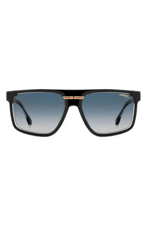 Carrera Eyewear Victory C 60mm Square Flat Top Sunglasses - Black Crystal/dk Blue Sf