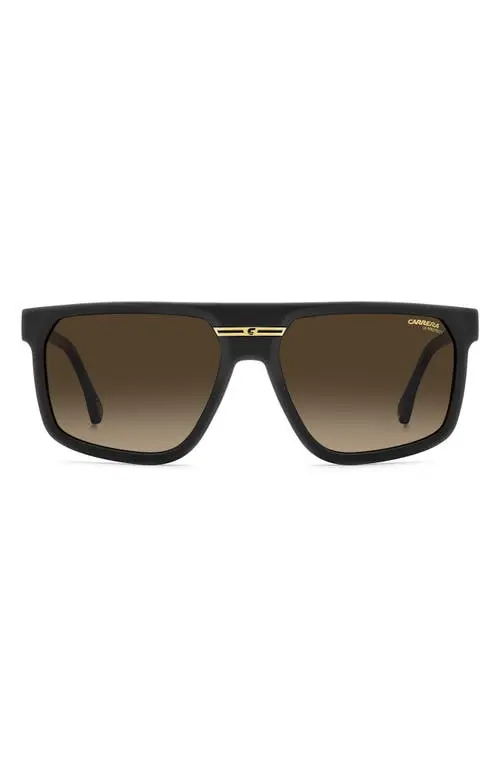 Carrera Eyewear Victory C 60mm Square Flat Top Sunglasses - Matte Black/brown Green