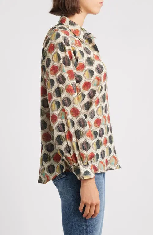 APNY Printed Long-sleeve Top - Brown Multi