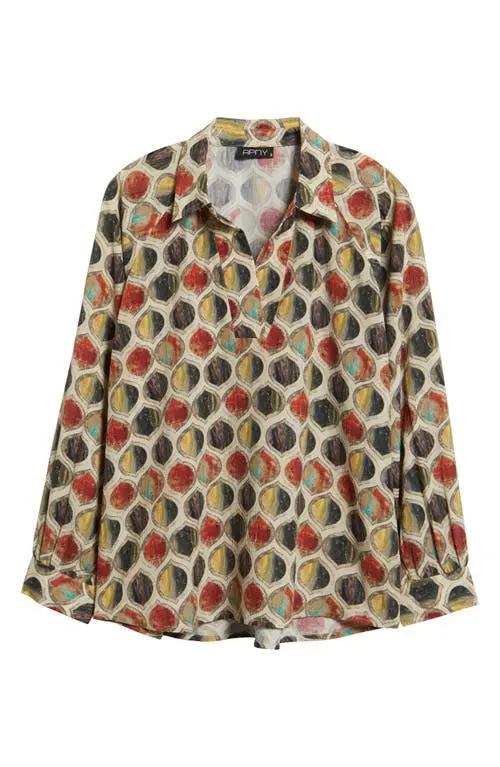 APNY Printed Long-sleeve Top - Brown Multi