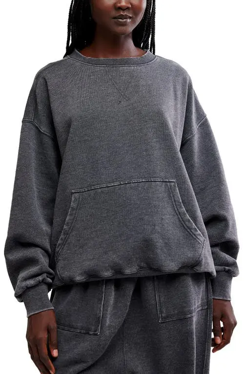 Free People Intimately Fp Slow It Down Oversized Cotton-blend Sweatshirt - Black