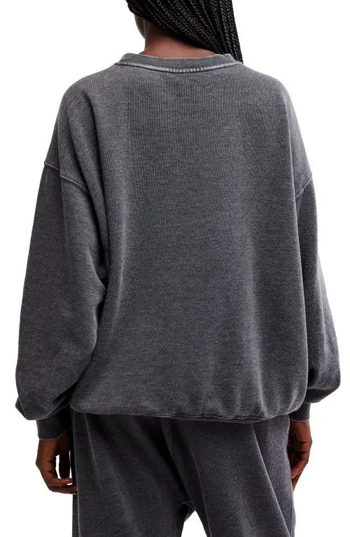 Free People Intimately Fp Slow It Down Oversized Cotton-blend Sweatshirt - Black
