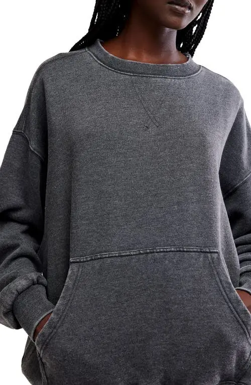 Free People Intimately Fp Slow It Down Oversized Cotton-blend Sweatshirt - Black