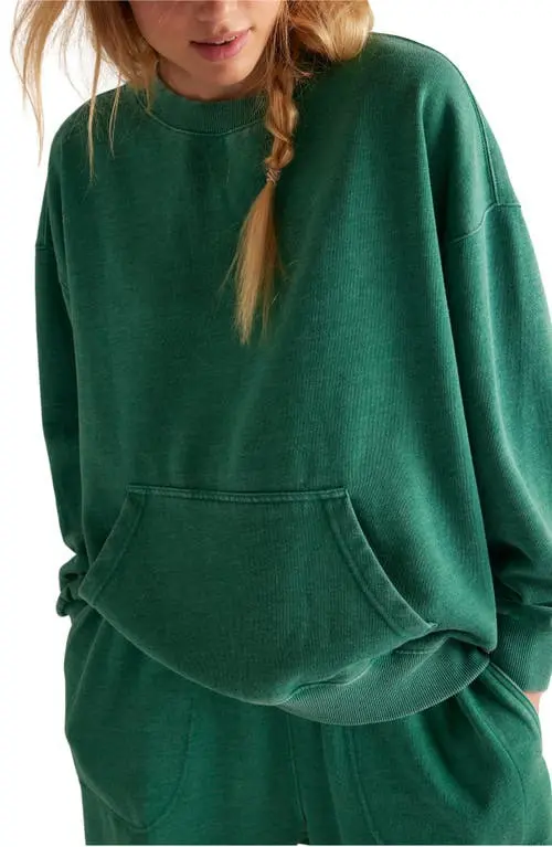 Free People Intimately Fp Slow It Down Oversized Cotton-blend Sweatshirt - Rainforest Moss